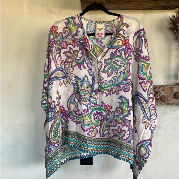 Johnny Was | Tops | Johnny Was Aletika Silk Poncho | Poshmark